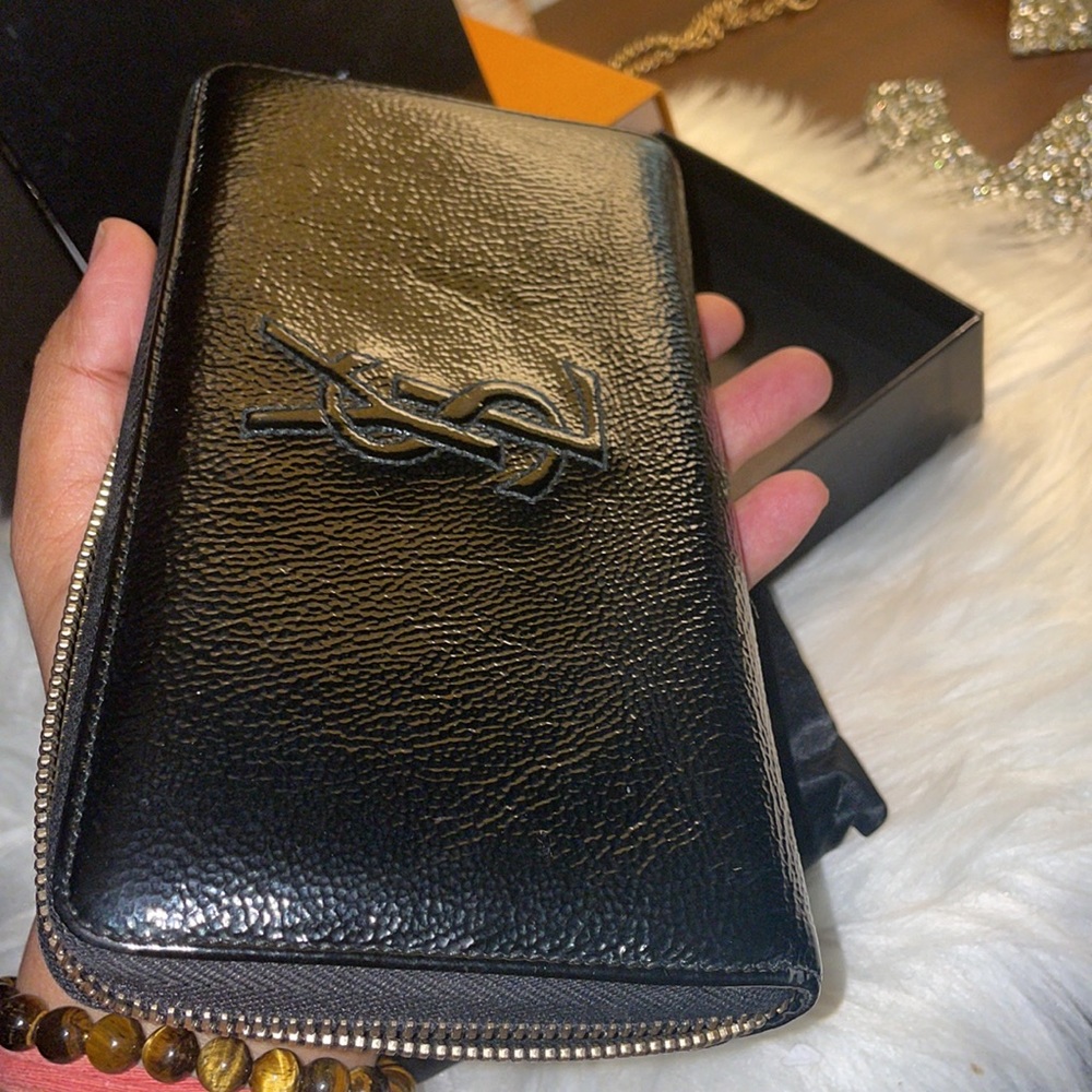 Authentic Ysl Patent Leather Continental Wallet - Gem